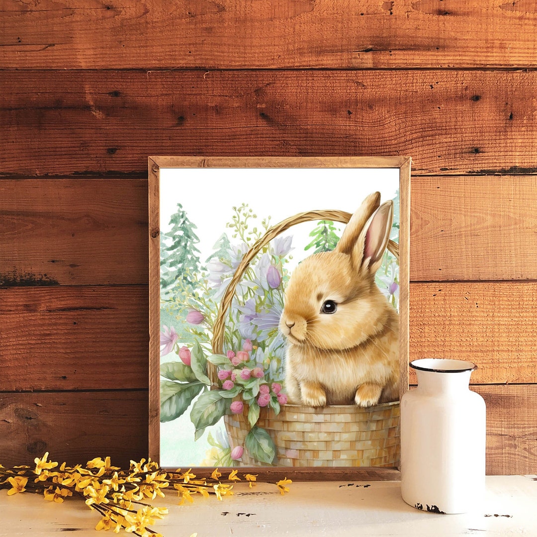 Spring Bunny Printable Art 5x7 8x10 11x14 16x20 Easter Wall Decor ...