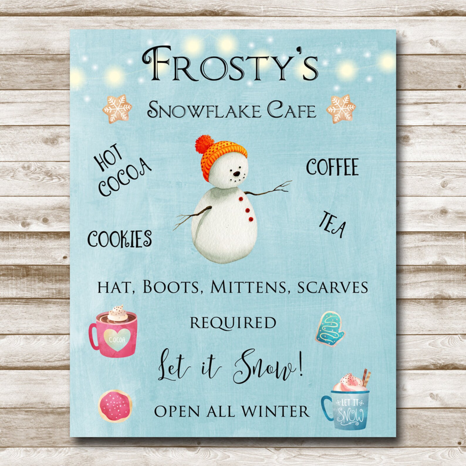Frosty's Snowflake Cafe Printable Sign Hot Chocolate Bar - Etsy