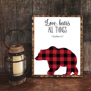 Love Bears All Things Bible Verse Printable Woodland Decor 5x7 - Etsy
