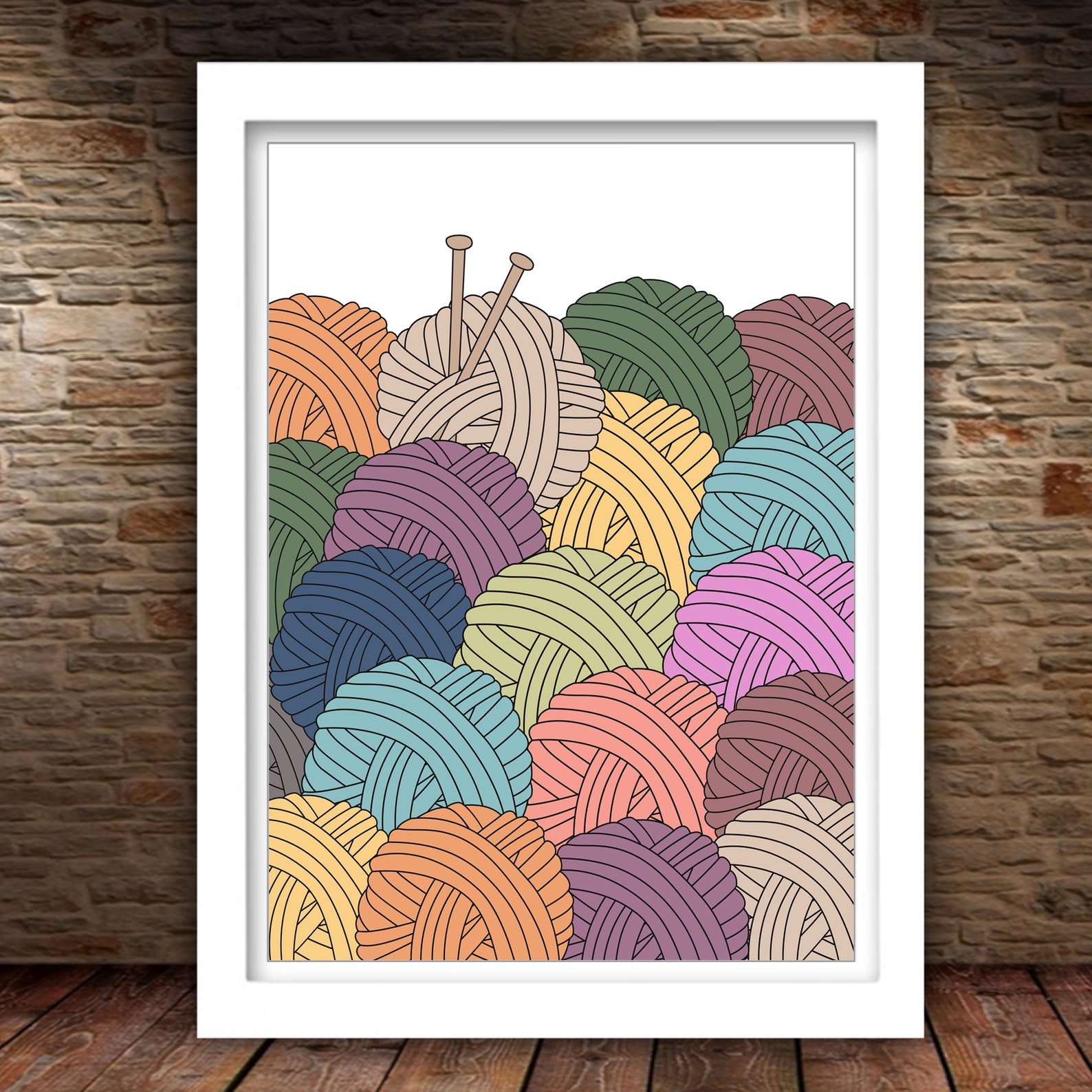 Yarn Printable Knitting Needles Sign Craft Nook Wall Art Balls - Etsy