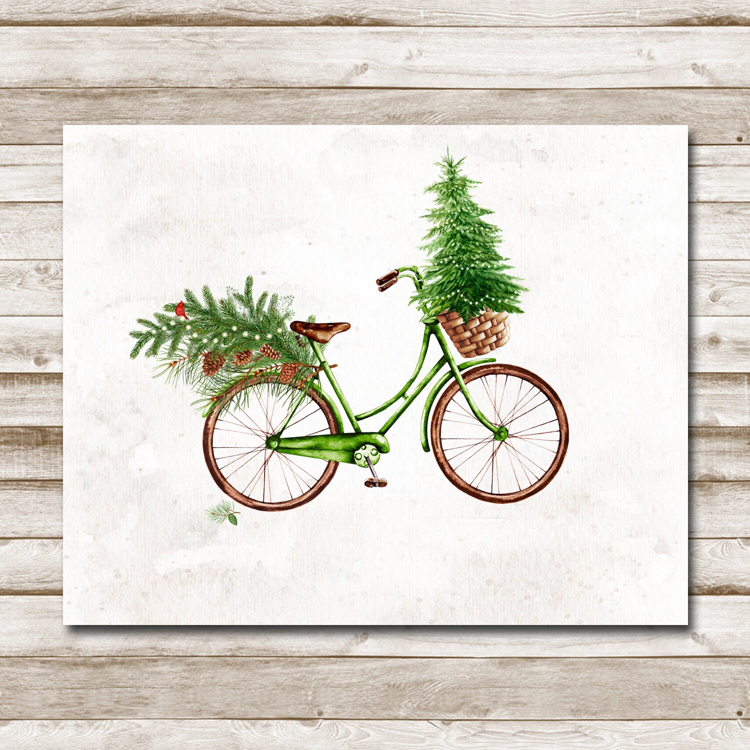 Christmas Bicycle Printable Home Decor 5x7 8x10 11x14 16x20 - Etsy
