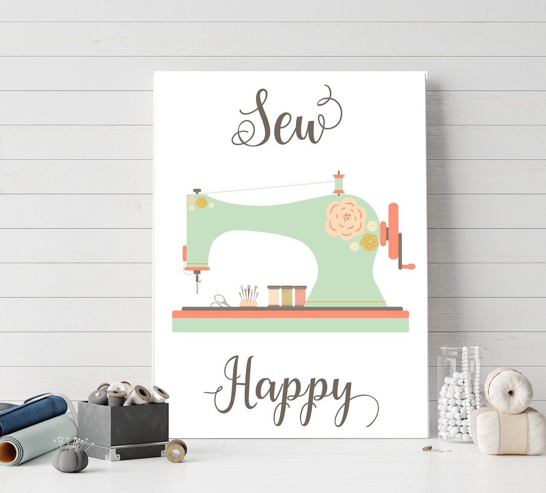 Sew Happy Printable Craft Room Print Home Decor Craft Room Sign Craft ...