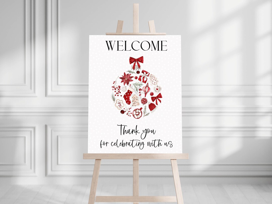 Christmas Welcome Sign Printable Winter Celebration Sign Holiday Shower ...