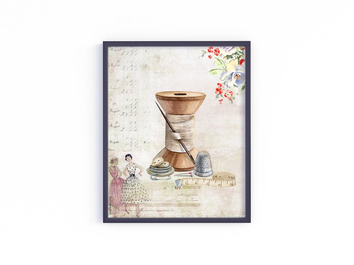 Vintage Sewing Printable Craft Room Sign Home Decor Sewing - Etsy