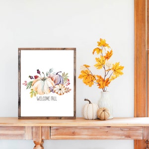 Welcome Fall Printable Sign Pumpkin Vignette Wall Art Autumn Decor Fall ...