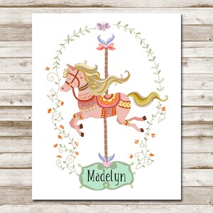 Personalized Carousel Horse Nursery Decor 5x7 8x10 11x14 16x20 Custom ...