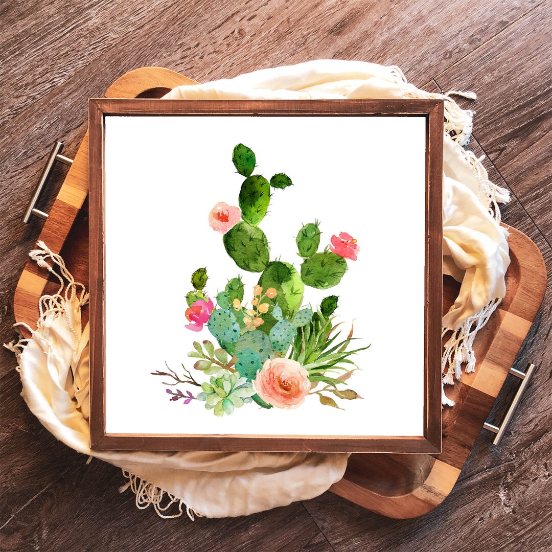 Succulent Bouquet SQUARE Printable Wall Art 4x4 up to 20x20 Cactus ...