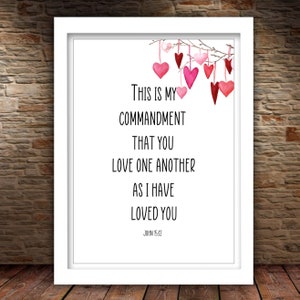 Love One Another John 15:12 Printable Commandment Bible Print Home ...