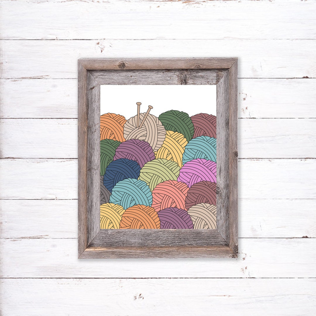Yarn Printable Knitting Needles Sign Craft Nook Wall Art Balls of Yarn ...