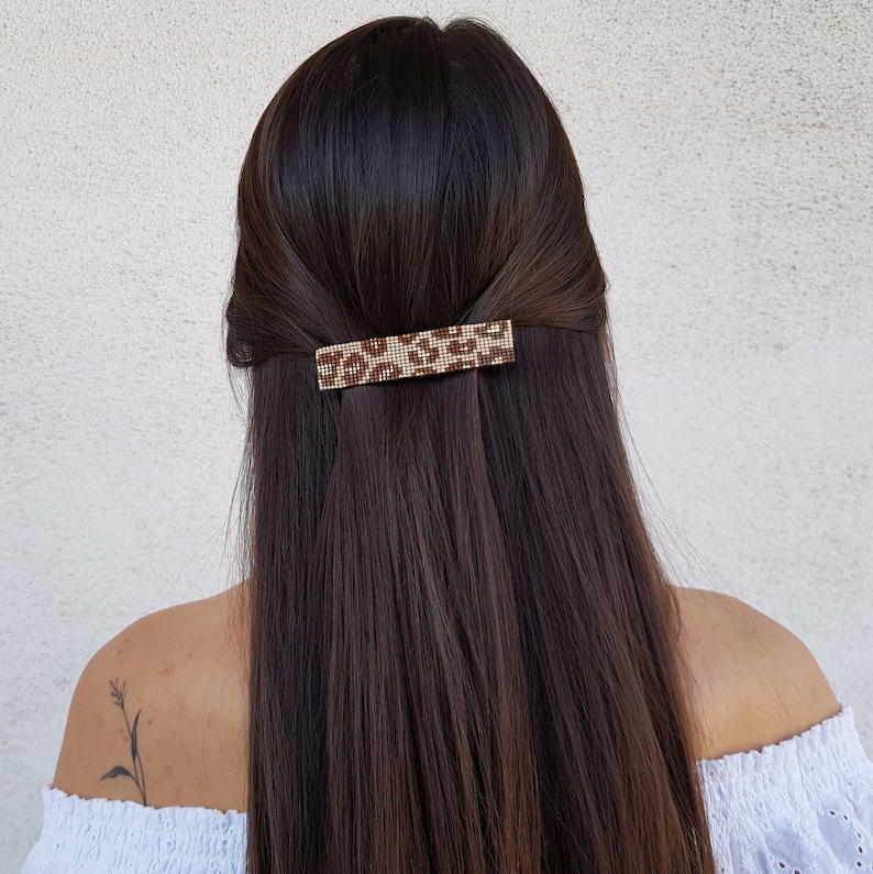 Leopard Hair Clip Beaded Barrette Animal Print Hair - Etsy