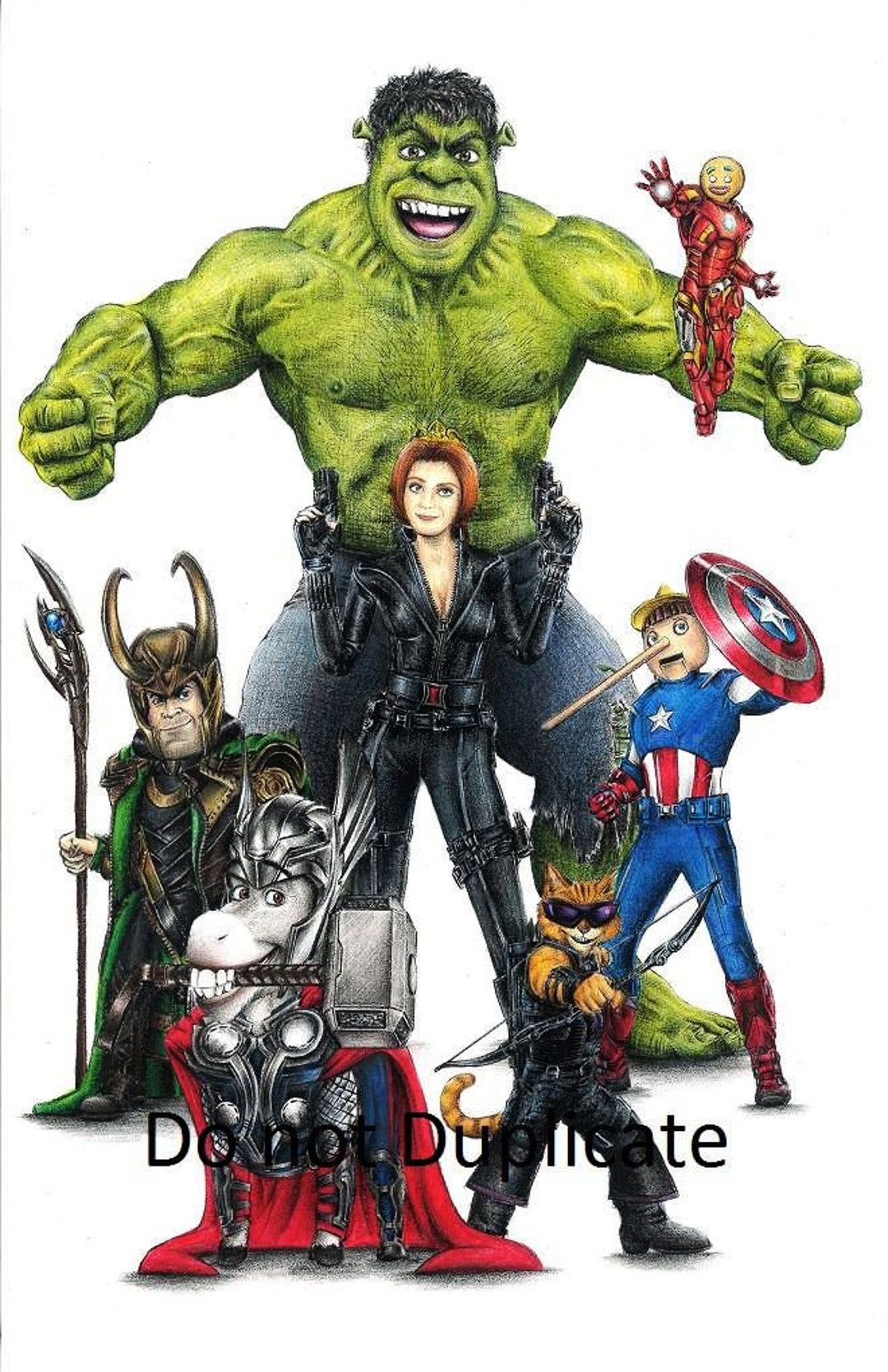 The Shrek Avengers 11 X 17 Colored Pencil Print - Etsy