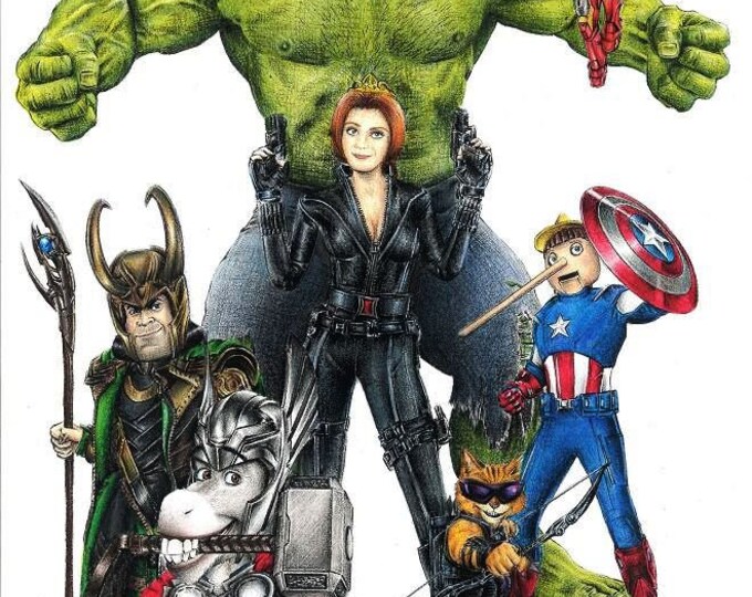 The Shrek Avengers 11 X 17 Colored Pencil Print - Etsy
