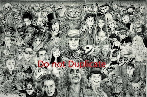 11 X 17 Inch Ultimate Tim Burton Movie Montage Colored Pencil - Etsy ...