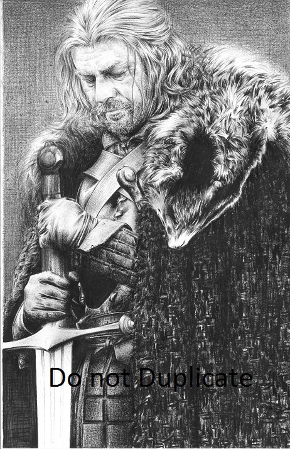 Ned Stark From game of Thrones Drawing 11 X 17 | Etsy