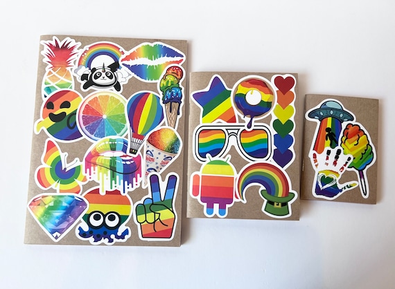 Rainbow notebook, Rainbow Journal, Rainbow paper, Rainbow Stickers by ...