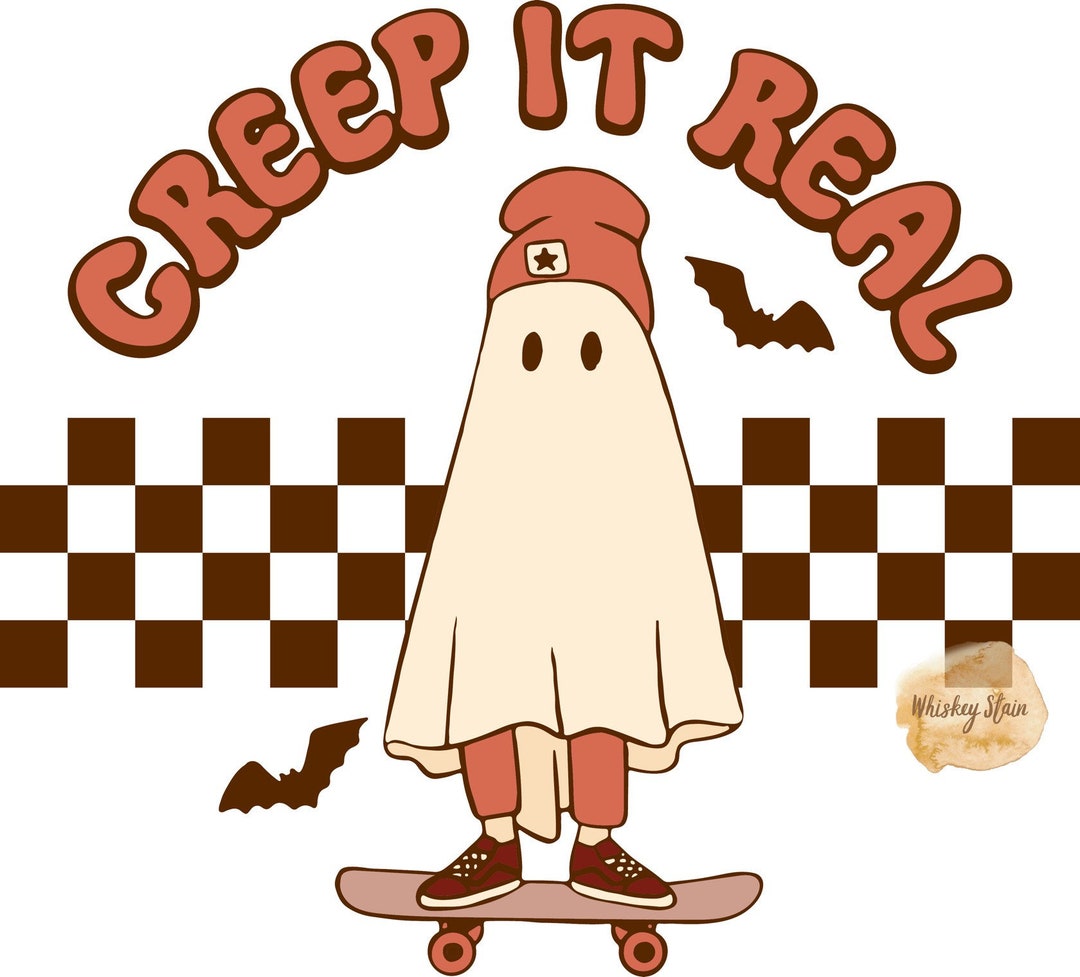 Creep It Real Skater Ghost/ Retro Halloween/ Groovy/boho/ Boo/ 70s Vibes/ READY TO PRESS ...