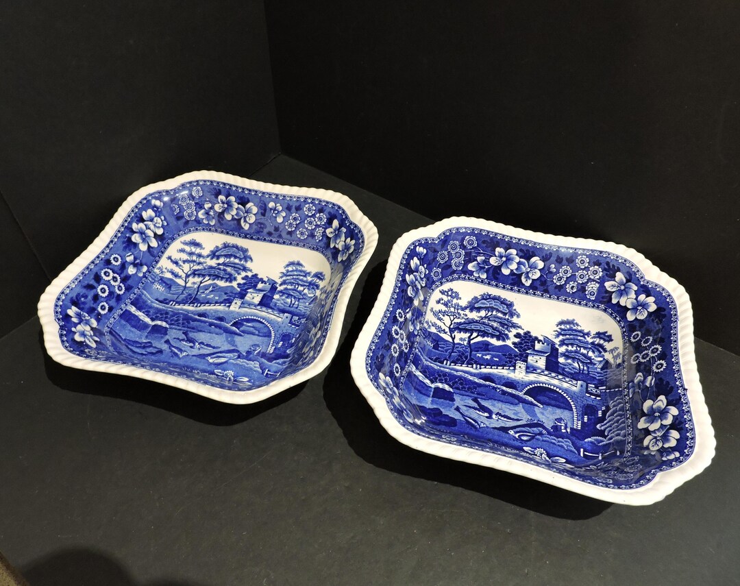 Copeland Spode's Tower Vegetable Bowls Blue Ceramic England Rare Design ...