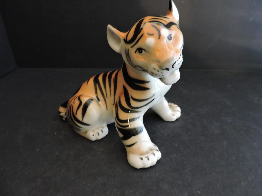 Tiger Figurine From USSR Big Cat Cub Porcelain Bookshelf Decor ...