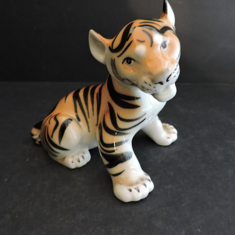 Porcelain Tiger Figurine - Etsy
