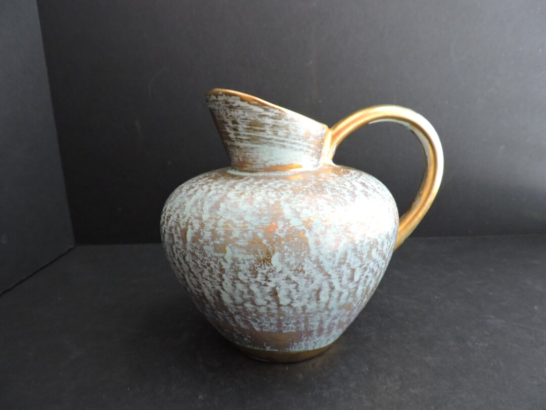 Stangl Pottery Gold and Blue Pitcher Vintage 1970's Kitchen Decor ...