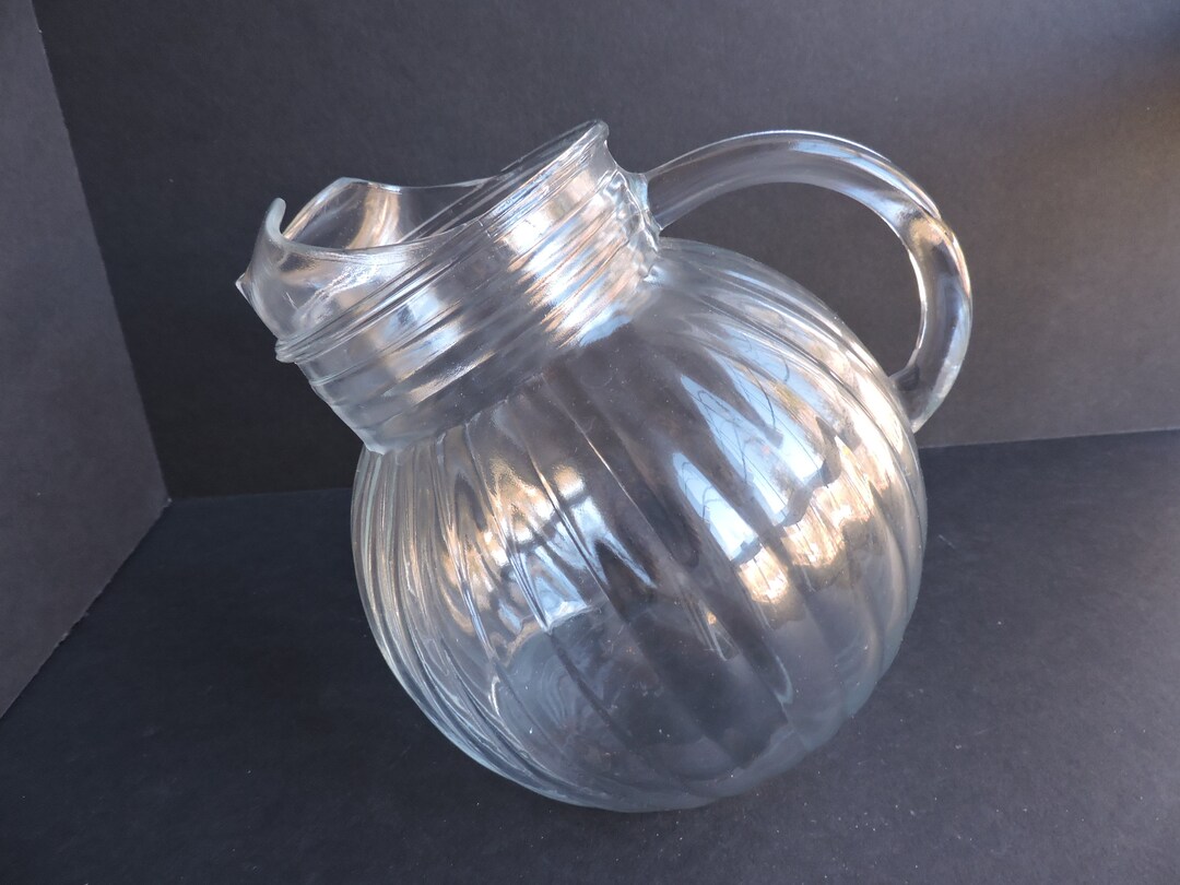 Clear Glass Ball Pitcher Tilted Water Pitcher Retro Kitchen Decor Set ...