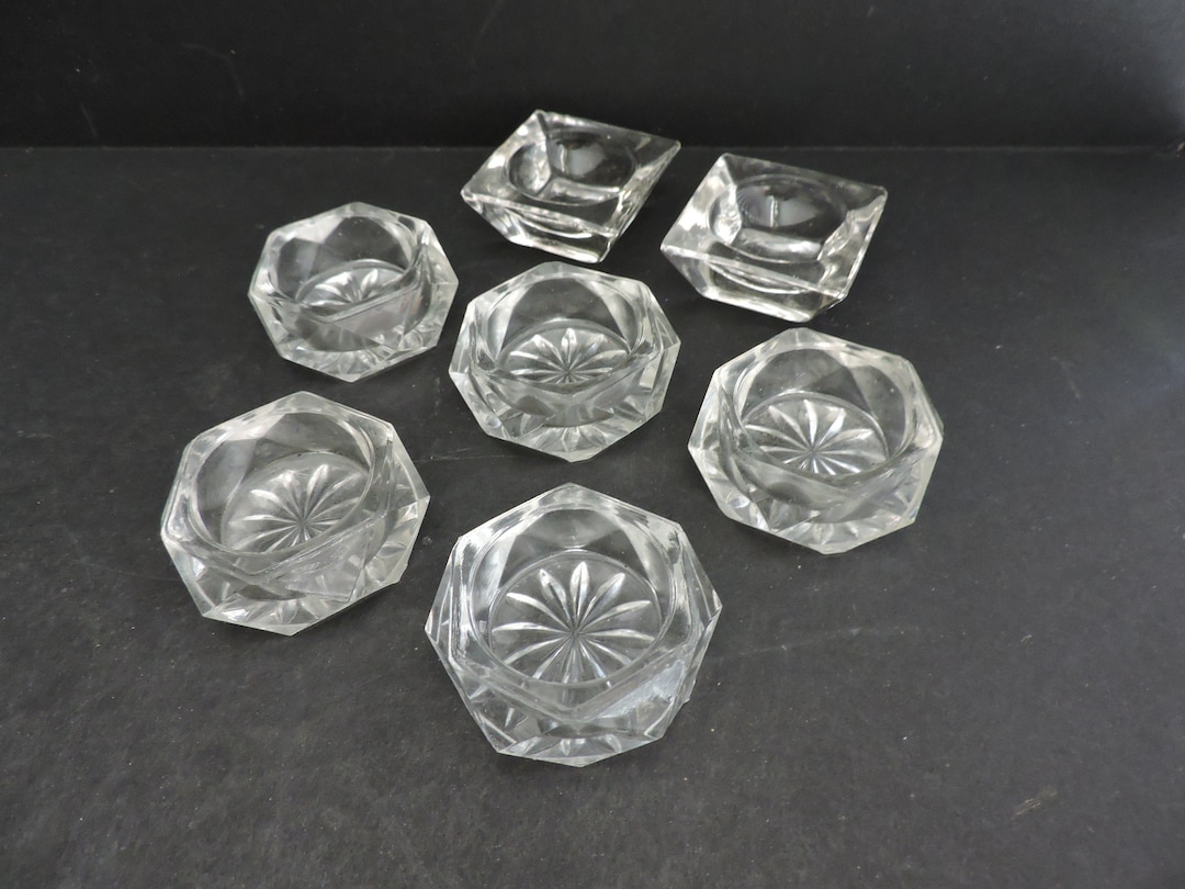 Glass Salt Dips or Cellars Set of 7 Individual Salt Server Collection ...