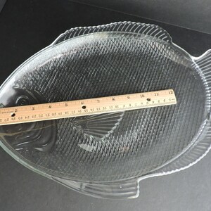 Large Glass Fish Platter Vintage Clear Serving Plates Fish Scale Design ...