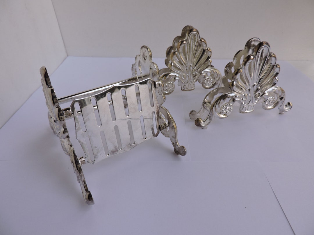 Vintage Silver Utensil Caddy Set of 3 Flatware Buffet Serving Rack ...