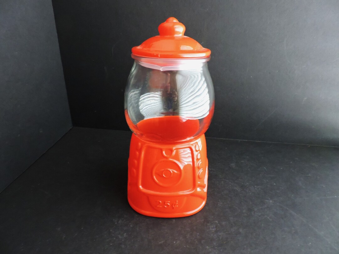Red Glass Bubble Gum Candy Jar Candy Dispenser Storage ...
