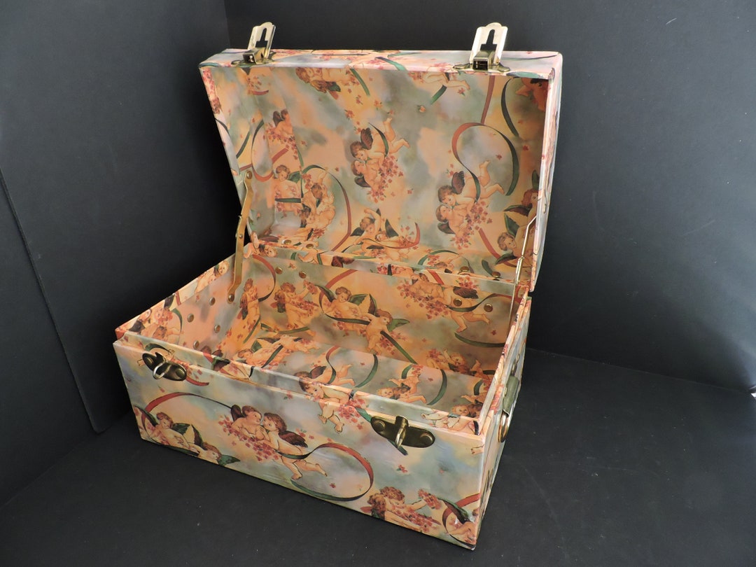 Pink Cherub Storage Box With Hinged Lid Treasure Chest Container Decor ...