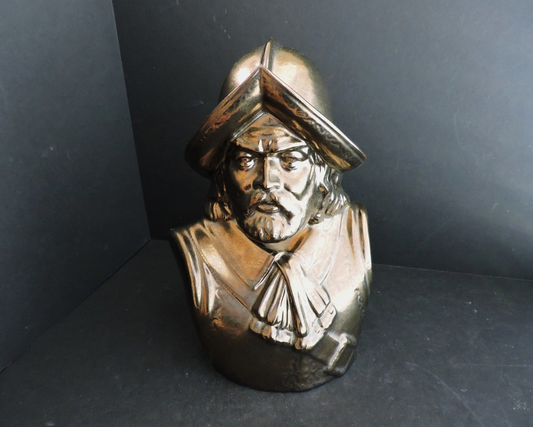 Conquistador Large Ceramic Bust Statue Vintage Bronze Tone Bookshelf ...