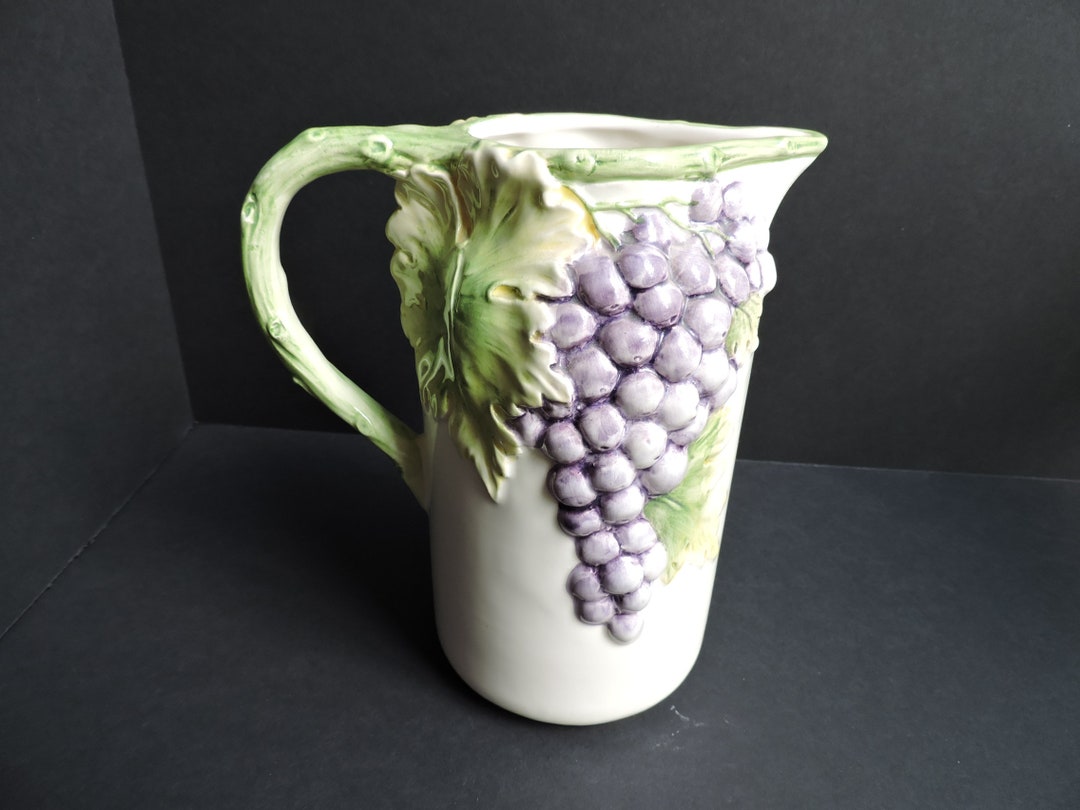 Italy Grapes Pitcher Kitchen Ceramic Colorful Decor Grapes Container ...
