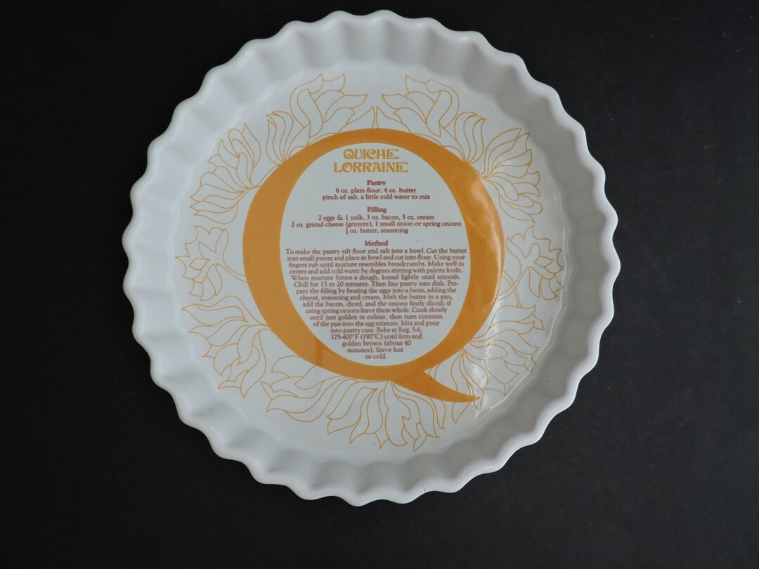 Quiche Lorraine Recipe Plate White Floral Pie Food Serving Platter ...