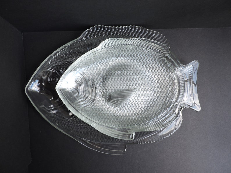 Large Glass Fish Platter Vintage Clear Serving Plates Fish - Etsy
