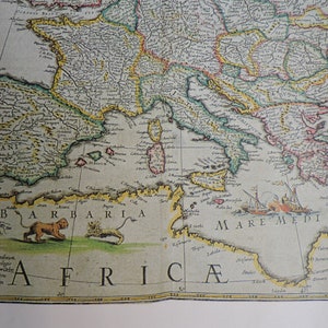 Europe Map Reproduction of 1665 Vintage Style Geographical Continent ...