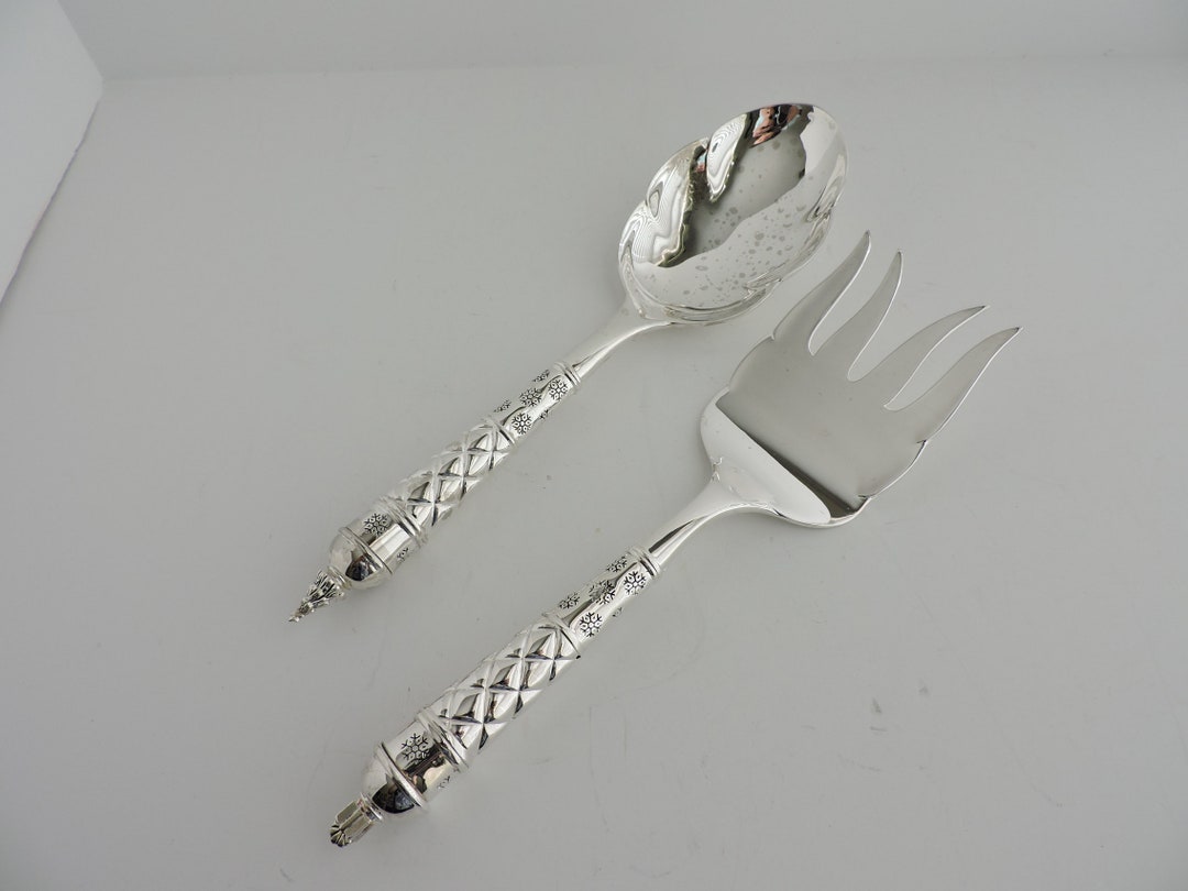 Towle Silver Serving Utensils Snowflake Salad Pieces Wedding Reception ...