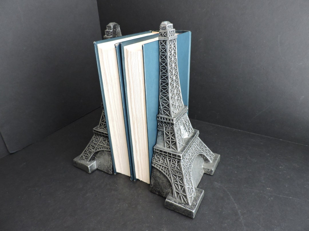 Eiffel Tower Bookends Gray Resin Paris Souvenir Book Holders Bookshelf ...