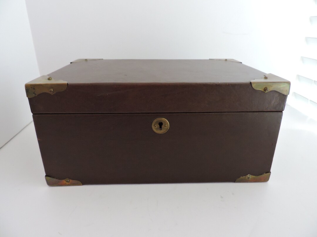 Storage Box With Brass Corners Treasure Chest With Hinged Lid and ...