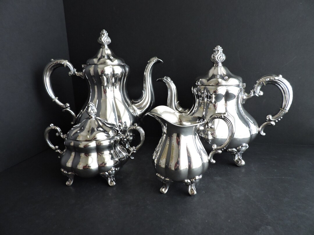 Alpacca Silver Plate Tea Set Cream & Sugar Vintage 4 Pieces Antique ...