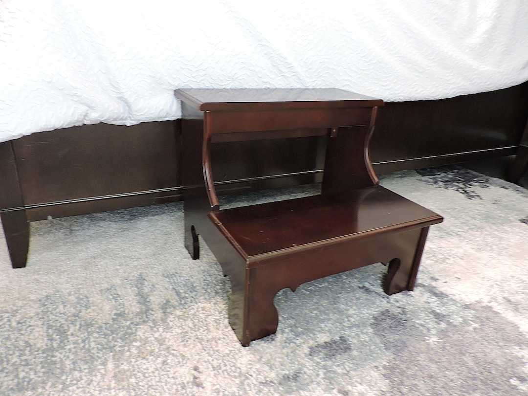 Cherry Bed Steps Foot Stool Vintage Bedroom Stairs Accessory ...