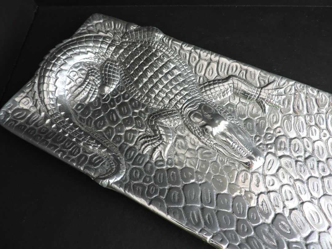 Hard to Find Arthur Court Pewter Alligator Tray Long Pewter Platter ...