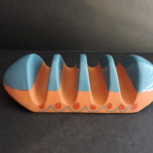 Ceramic Taco Holder Vintage Taco Rack Server Glazed Terra Cotta Mexican ...