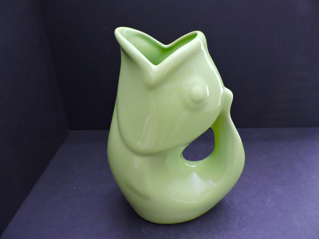 Gurgle Fish Vase Green Ceramic Glug Jug Collectible Pottery ...