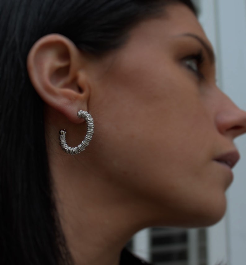 Chunky Silver Hoop Earrings Chunky Hoops Modern Geometric - Etsy