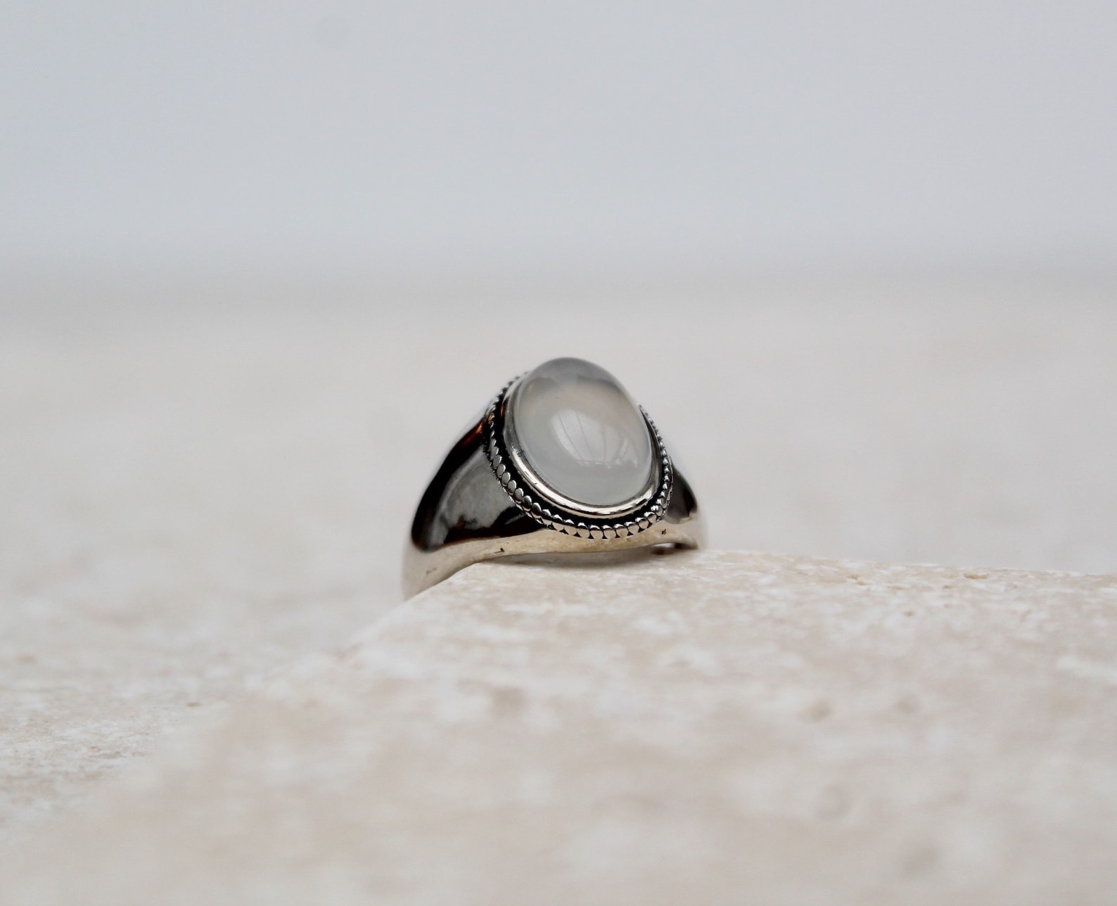 Chunky Sterling Silver Grey Agate Ring Modern Geometric - Etsy UK