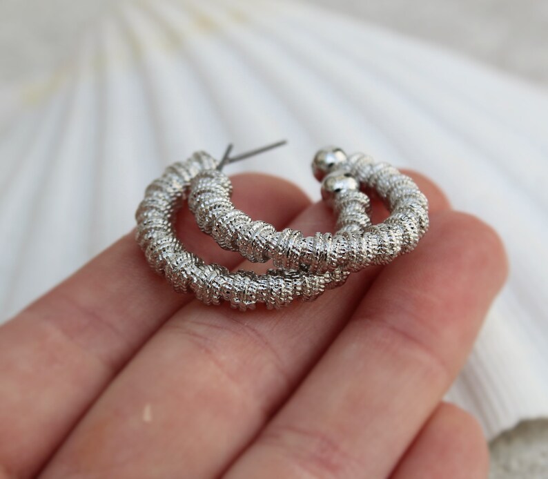 Chunky Silver Hoop Earrings Chunky Hoops Modern Geometric - Etsy