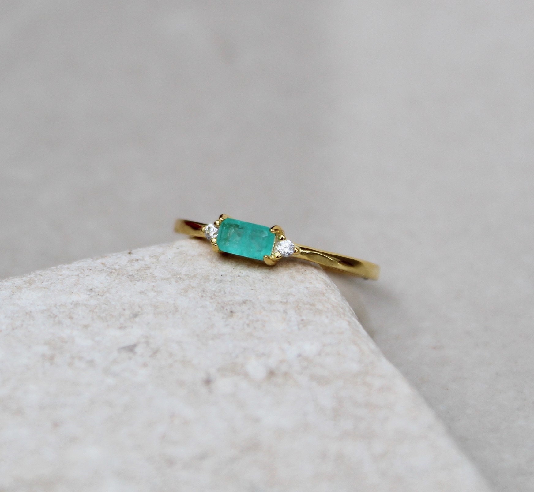Dainty gold tourmaline ring gold turquoise stone ring | Etsy