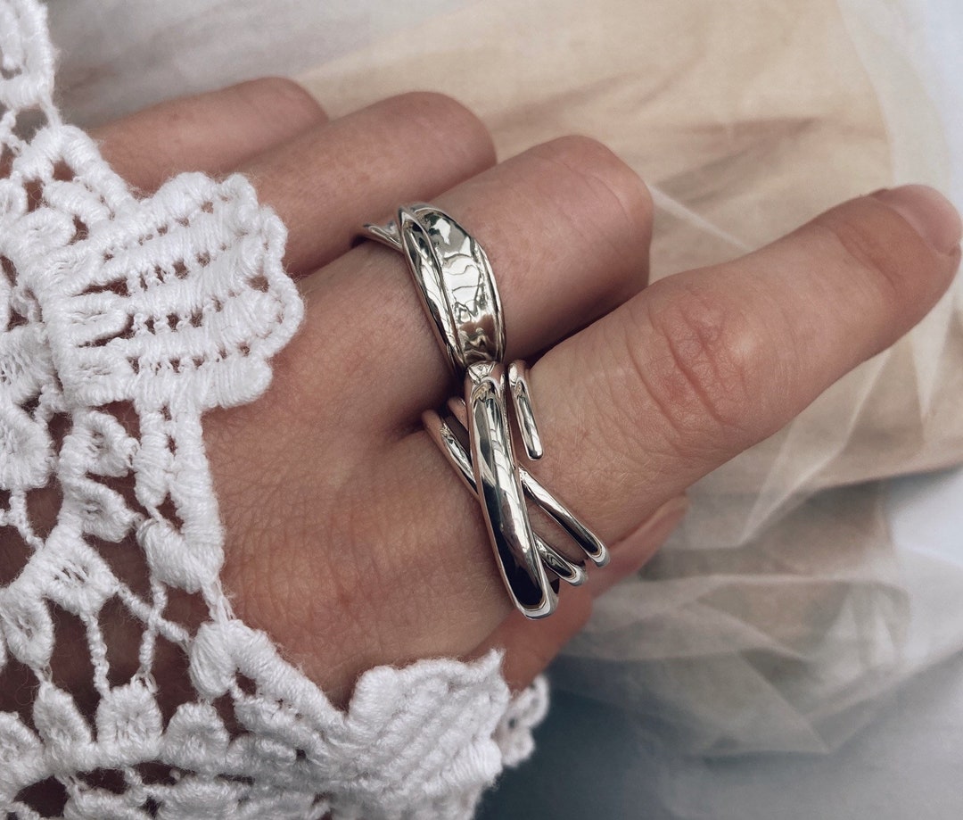 Chunky Sterling Silver Ring , Silver Statement Ring , Simple Silver ...