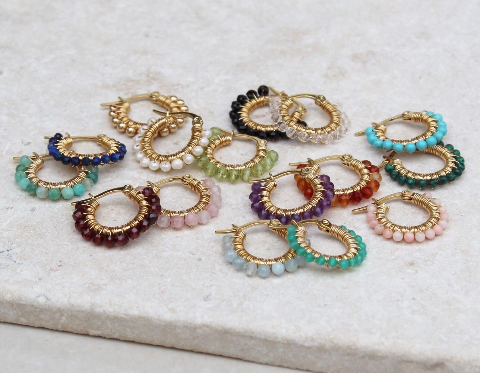 Amber Crystal Hoops Small Orange Stone Hoops Gemstone | Etsy UK