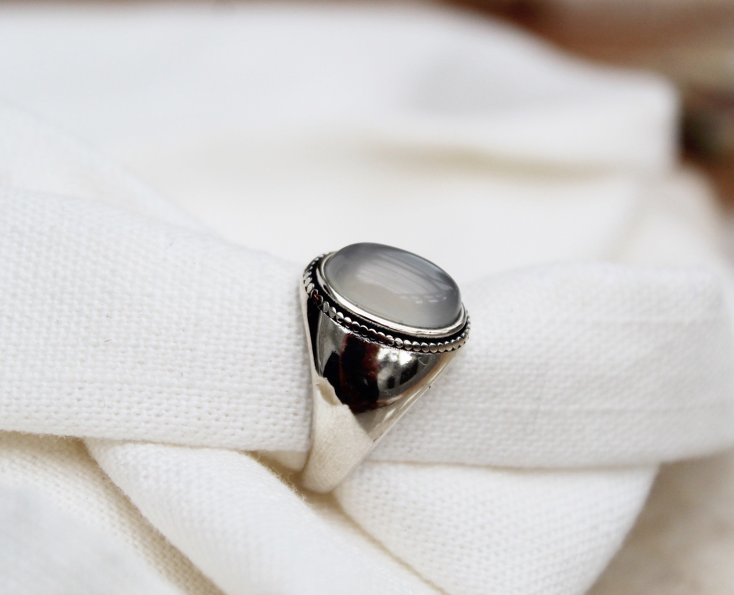 Chunky Sterling Silver Grey Agate Ring Modern Geometric - Etsy UK